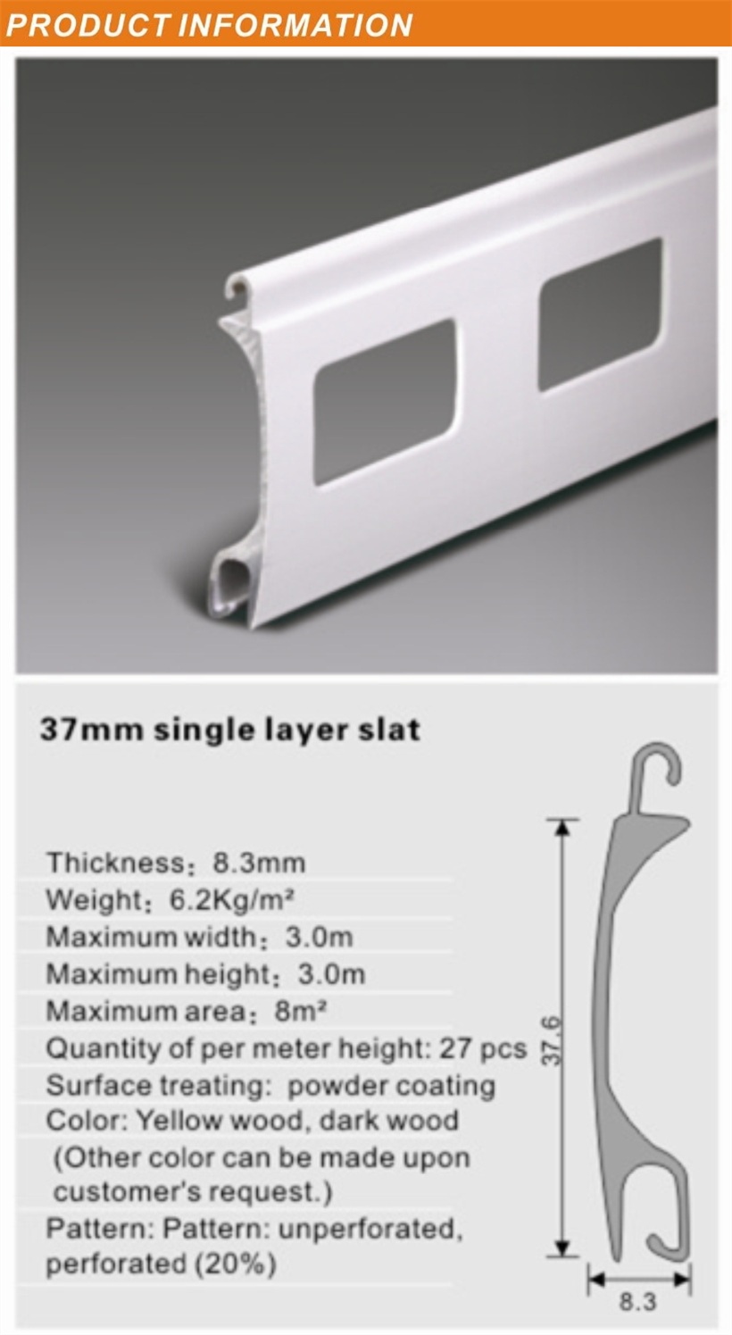37mm single layer slat for aluminum roller shutter accessories