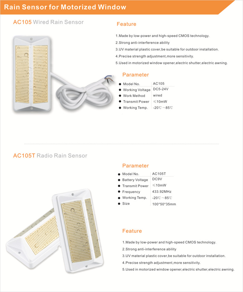 Rain Sensor dooya sun light rain sensor a-ok somfy remote control